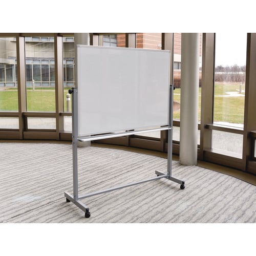 Mobile Magnetic Whiteboard, 60″ x 40″, White Surface, Silver Aluminum ...