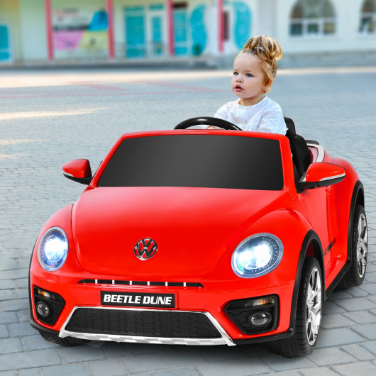 12V Licensed Volkswagen Beetle Kids Ride On Car with Remote Control-Red ...